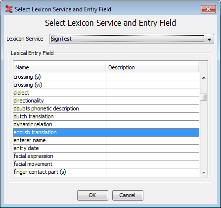 Set the Lexicon Service and entry field information for a Tier Type